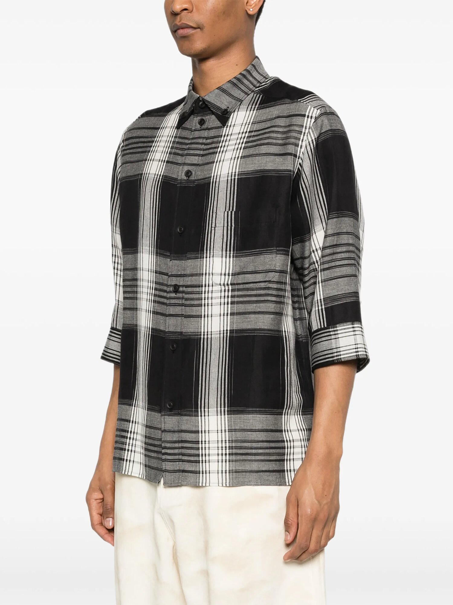 Рубашка Yohji Yamamoto Plaid button shirt, размер 3, черный — фото 1