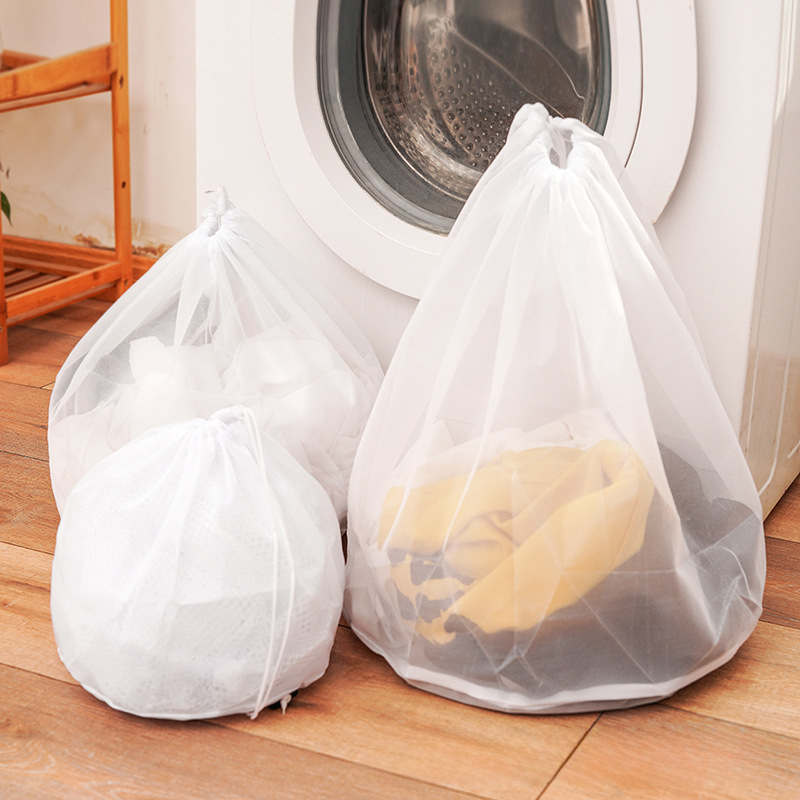 Очень большой мешок с тягой для стирки, тонкая сетка, 50x70 см, подходит для стиральной машины, толстый полиэстер