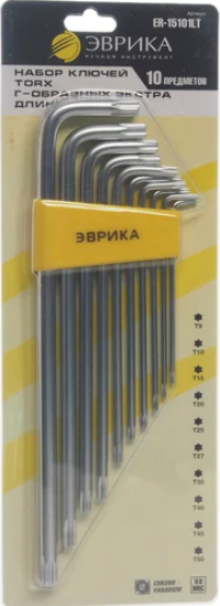 Набор ключей torx г-образных удлиненных t10-t50 9пр. эврика /1/12/60