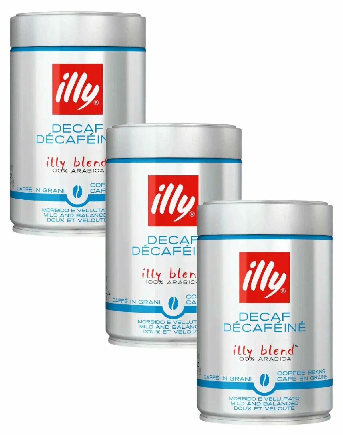 Кофе в зернах без кофеина ILLY Decaffeinato (Италия) 250 гр. х 3 шт.