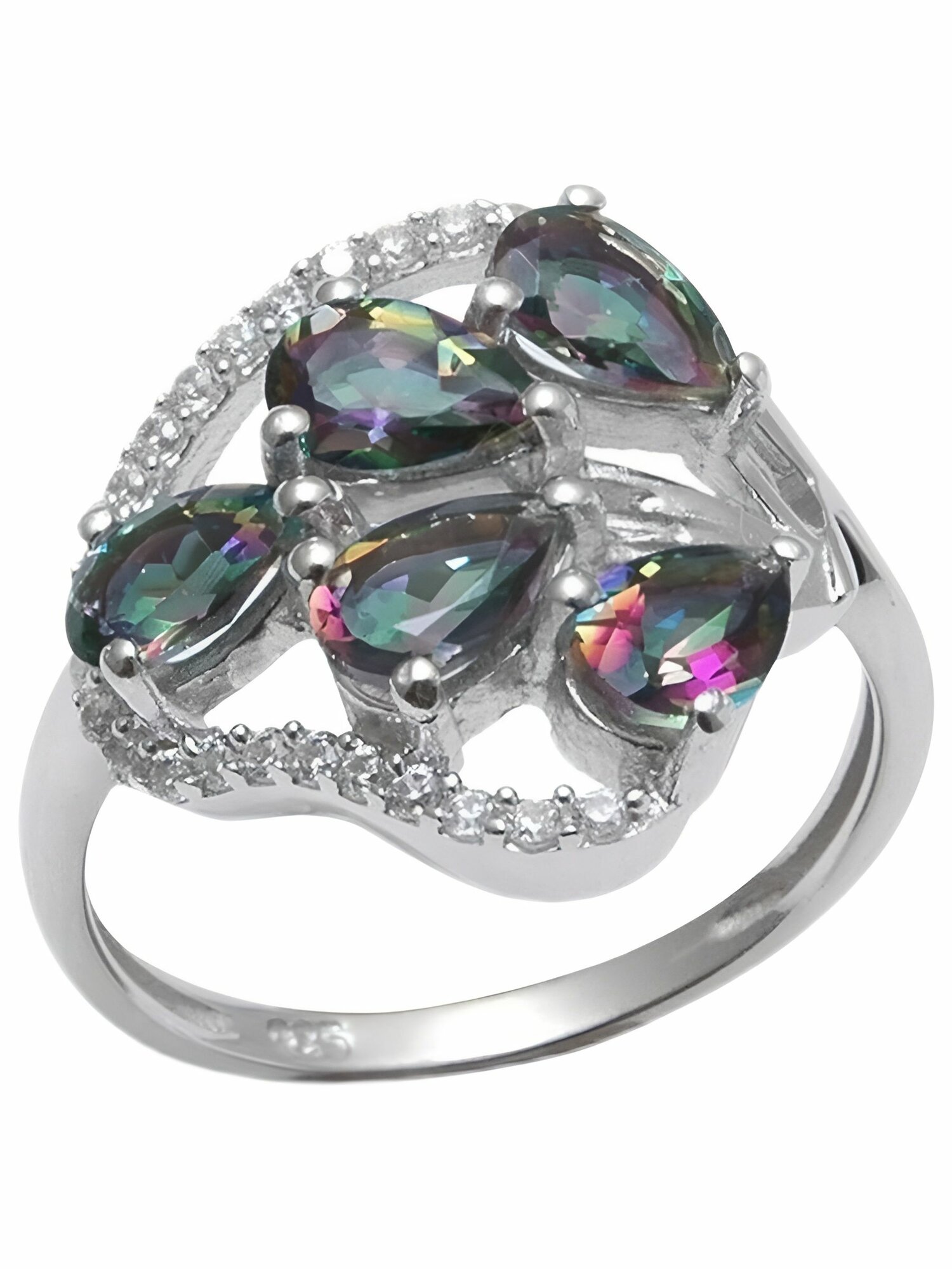 Кольцо тонкое, серебро, 925 проба, родирование, фианит