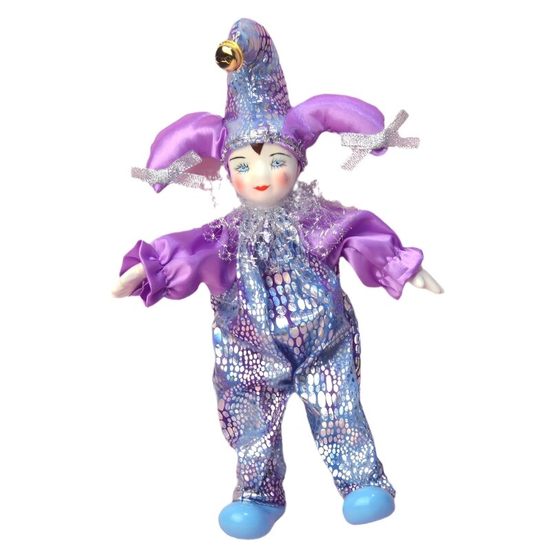 Керамическая Кукла-Клоун В Западном Стиле С Гибким Проволочным Каркасом И Украшенным Блестками Нарядом Ручной Работы Для Декоративной Демонстрации На Полке