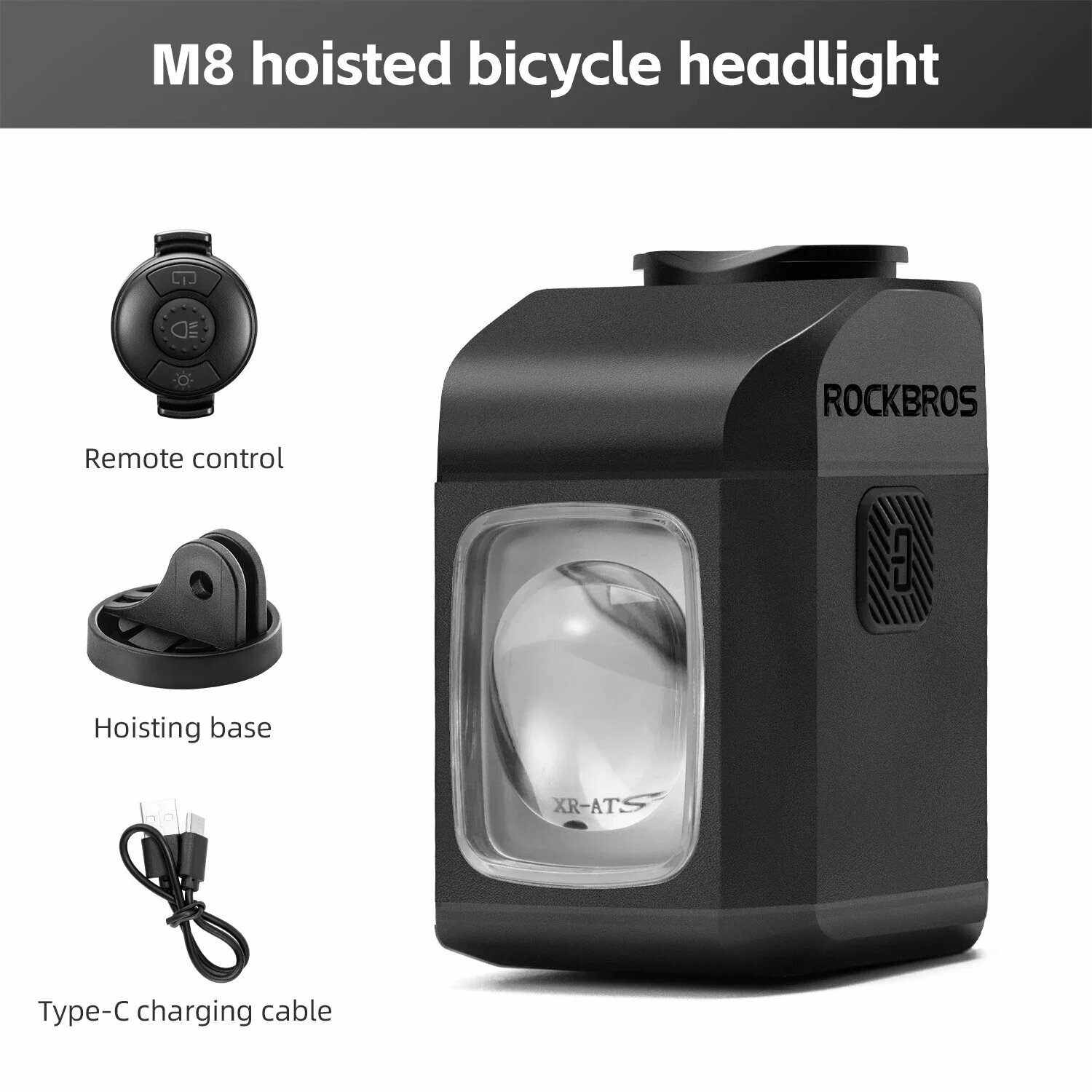 ROCKBROS Велосипедный фонарь 1600LM Черный, M8-BK