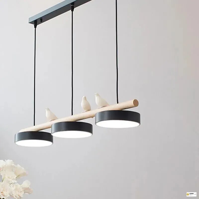 Потолочный светильник LED 36W с птичками, 80 см, для гостиной, черный