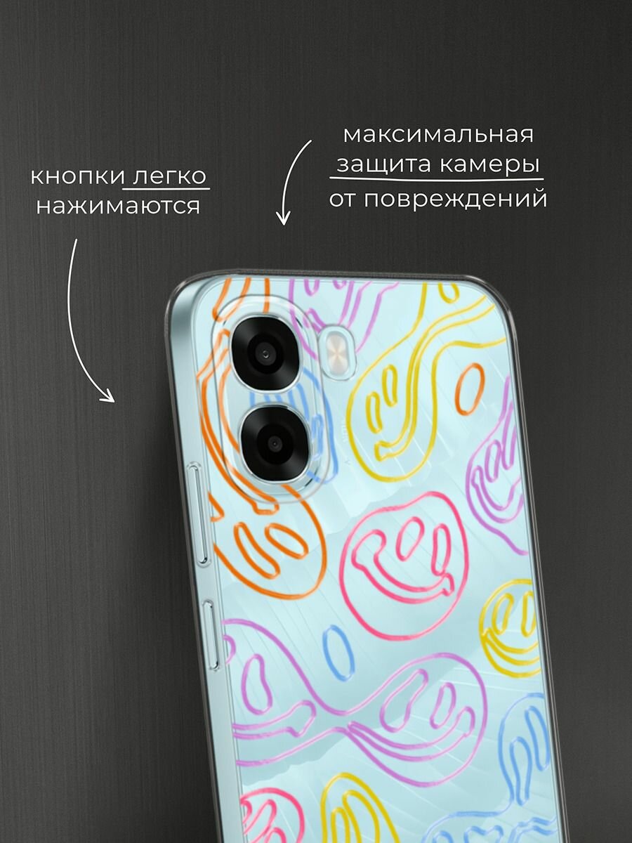 Силиконовый чехол на Oppo A6x / Оппо A6x с принтом Размытые смайлики — фото 1