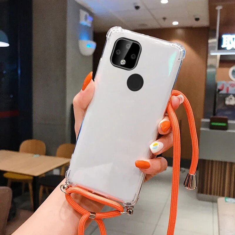 Чехол для Google Pixel 9 Pro XL с цепочкой, оранжевый, силикон