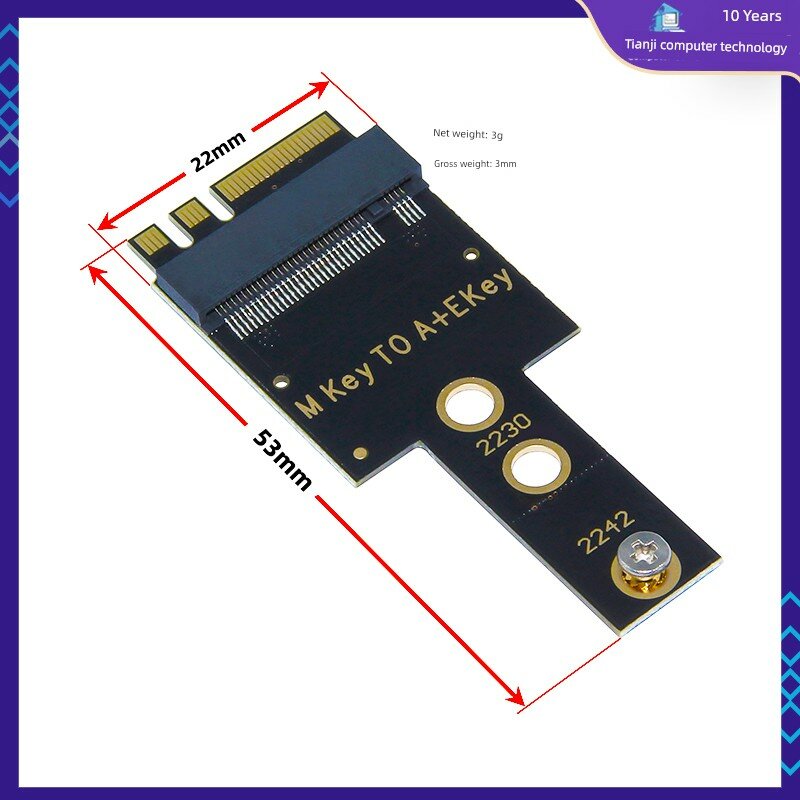 Адаптер Wi-Fi M.2 NVMe для сетевого порта, для подключения твердотельного накопителя M.2 A+E, беспроводной порт Wi-Fi,