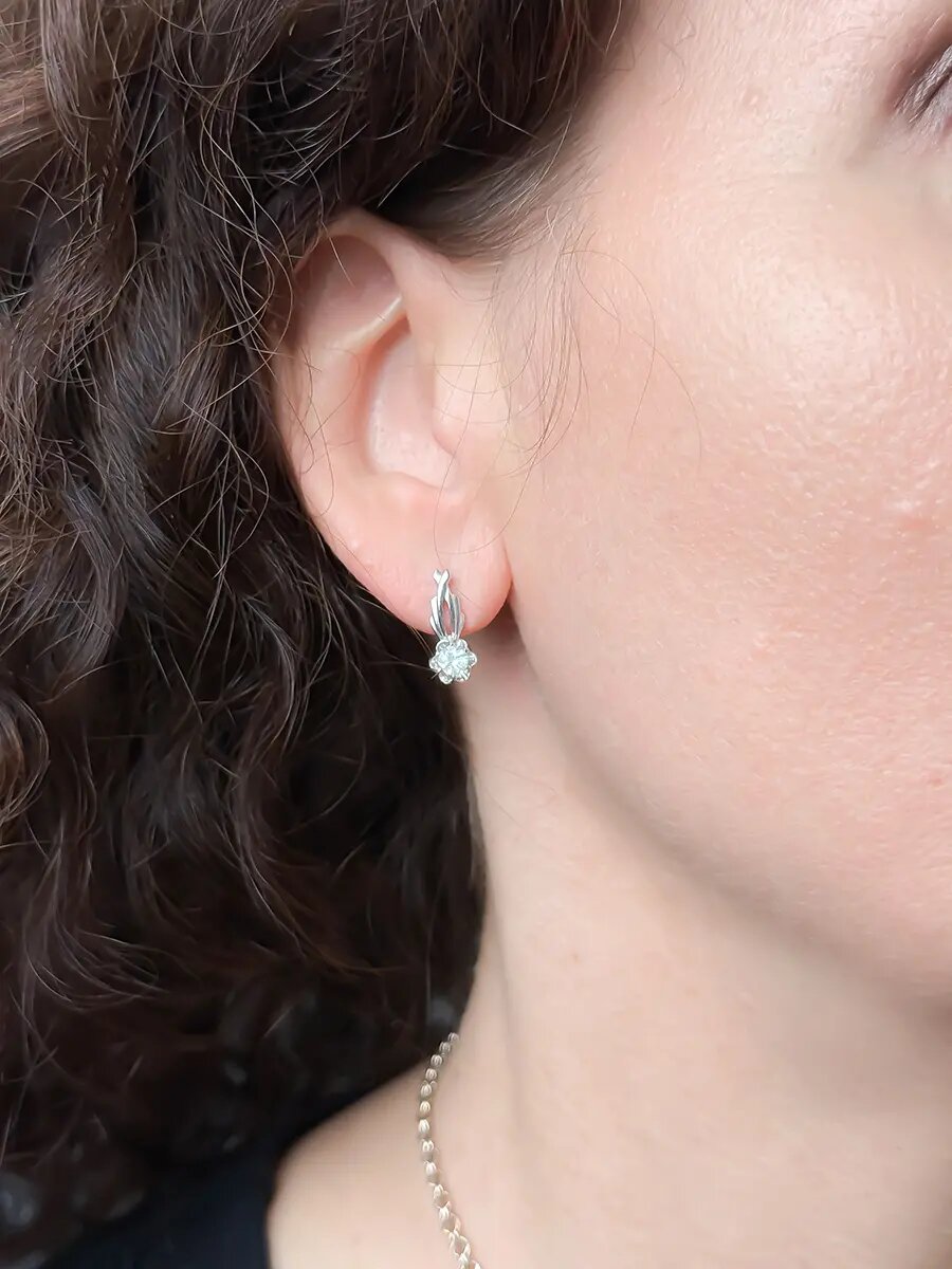 Серьги, серебро, 925 проба, родирование, аквамарин