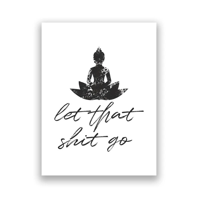 Холст "Будда. Let that shit go" A4, Белый, PH2772