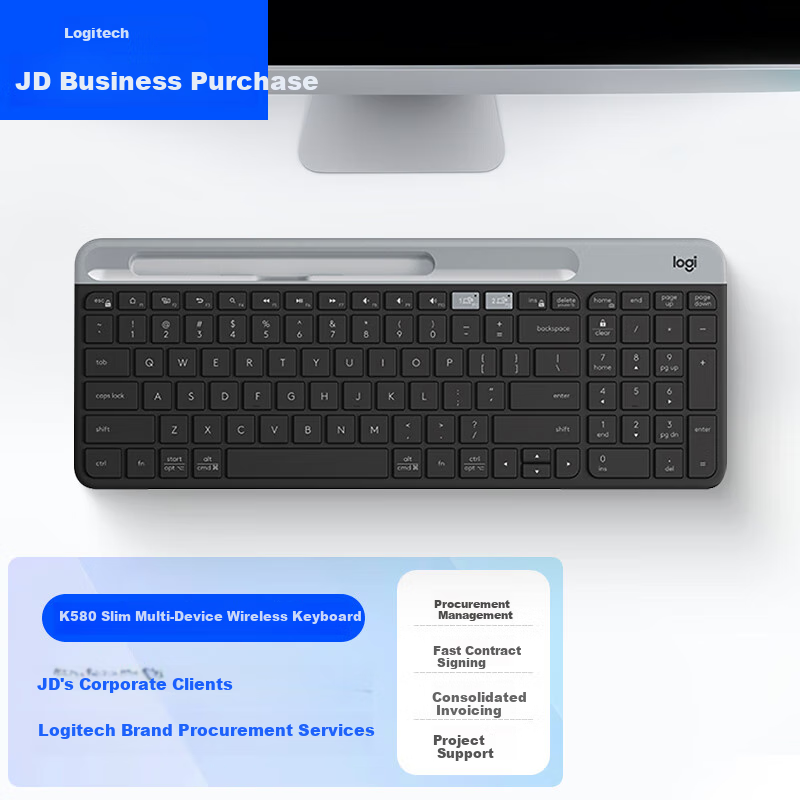 Logitech K580 Enterprise беспроводная Bluetooth супертонкая тихая офисная клавиатура с двойным режимом для