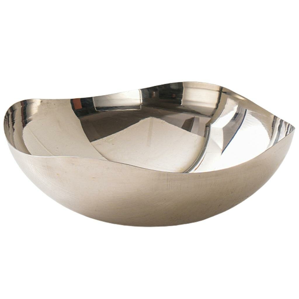 Большая сервировочная миска из нержавеющей стали, Серебро - 18cm
