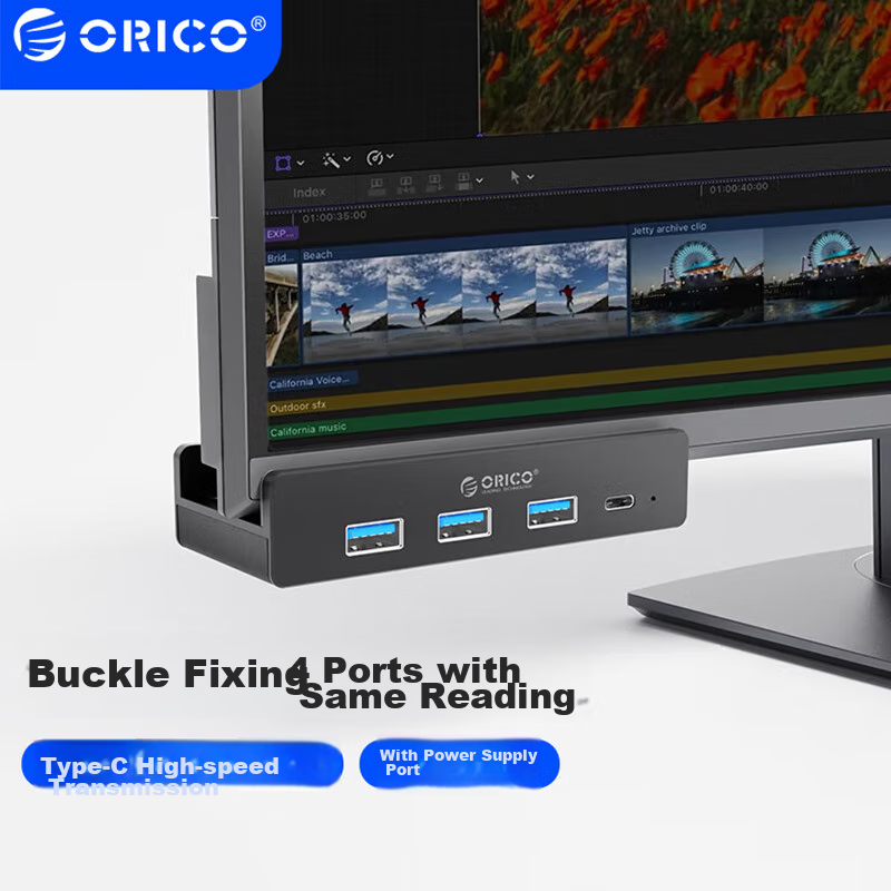 ORICO Type-C USB-хаб 4-портовый алюминиевый крепежный док с портом питания 1M кабель Цвет：5Gbps [3U Порт + 1C Порт +