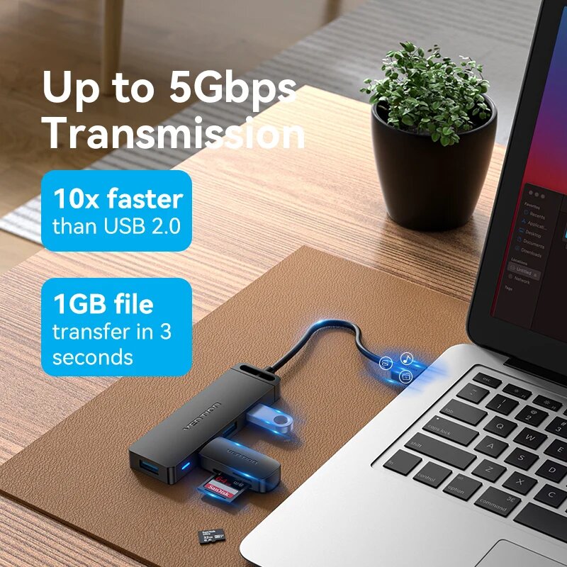 Vention USB 3.0 хаб 4 порта USB 3.0-1M