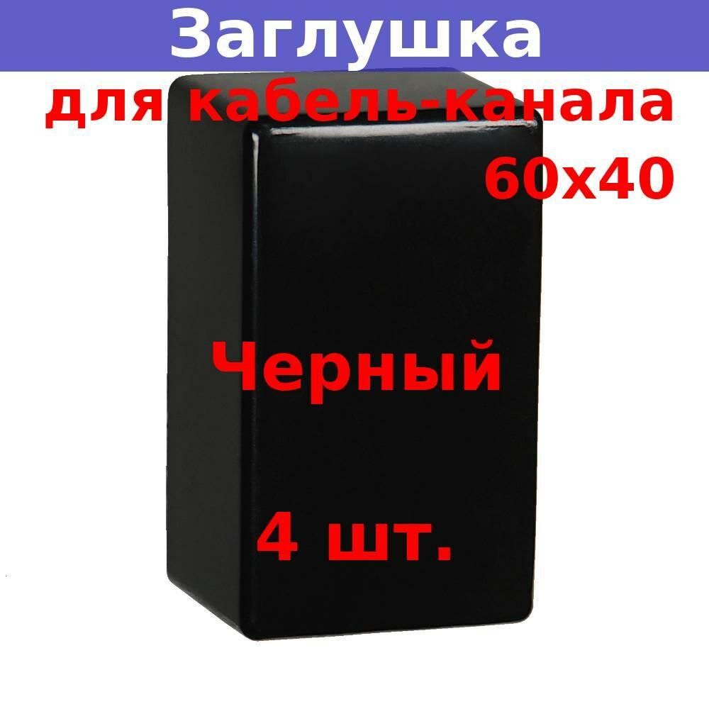 Заглушка ЗГЛ для кабель-каналов 60х40 мм черная (4 шт.)