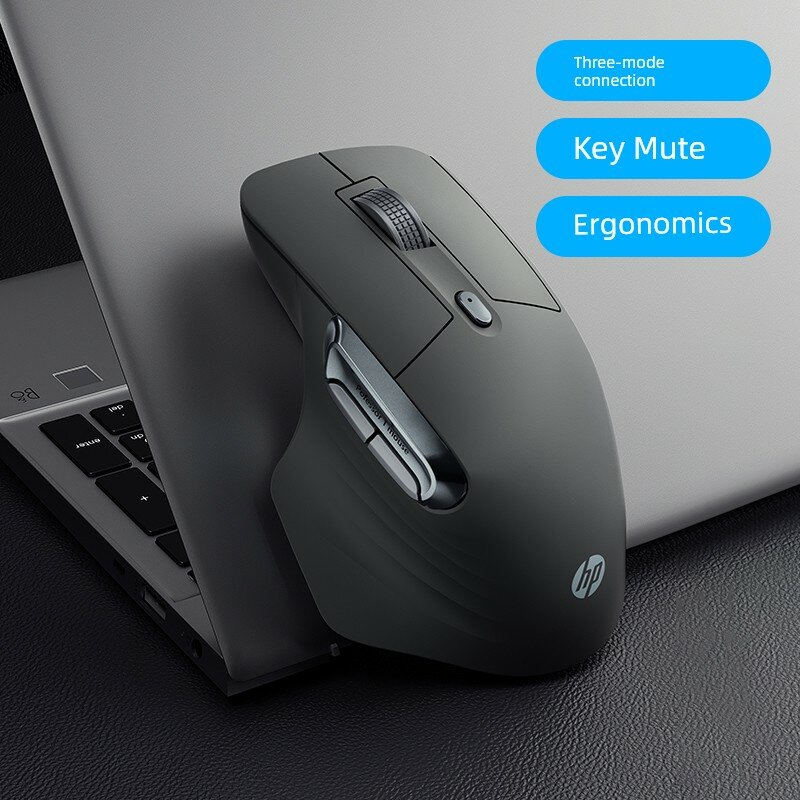 Беспроводная Bluetooth-мышь HP, бесшумная, трехрежимная, универсальная для офиса, эргономичная для ноутбука,