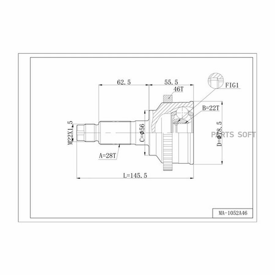 DOUBLE-FORCE DFCV404 Шрус привода DOUBLE FORCE, с ABS