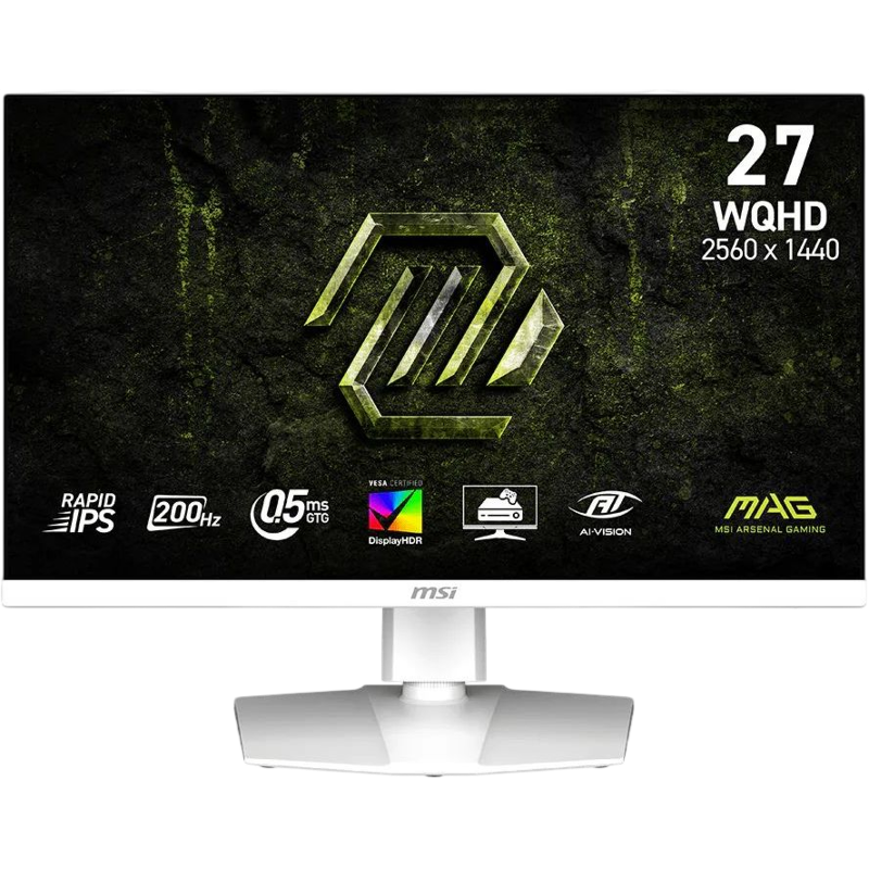Монитор MSI MAG 274QRFW E20, 27', 2560x1440, Rapid IPS, 200 Гц, 0.5 мс, 300 нит, 2 HDMI/DP, VESA 100×100, белый