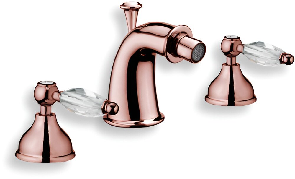 Смеситель для биде Alexandra AL710202060, латунь, медь, 3 отверстия, ручки кристаллы Swarovski, Webert, Италия