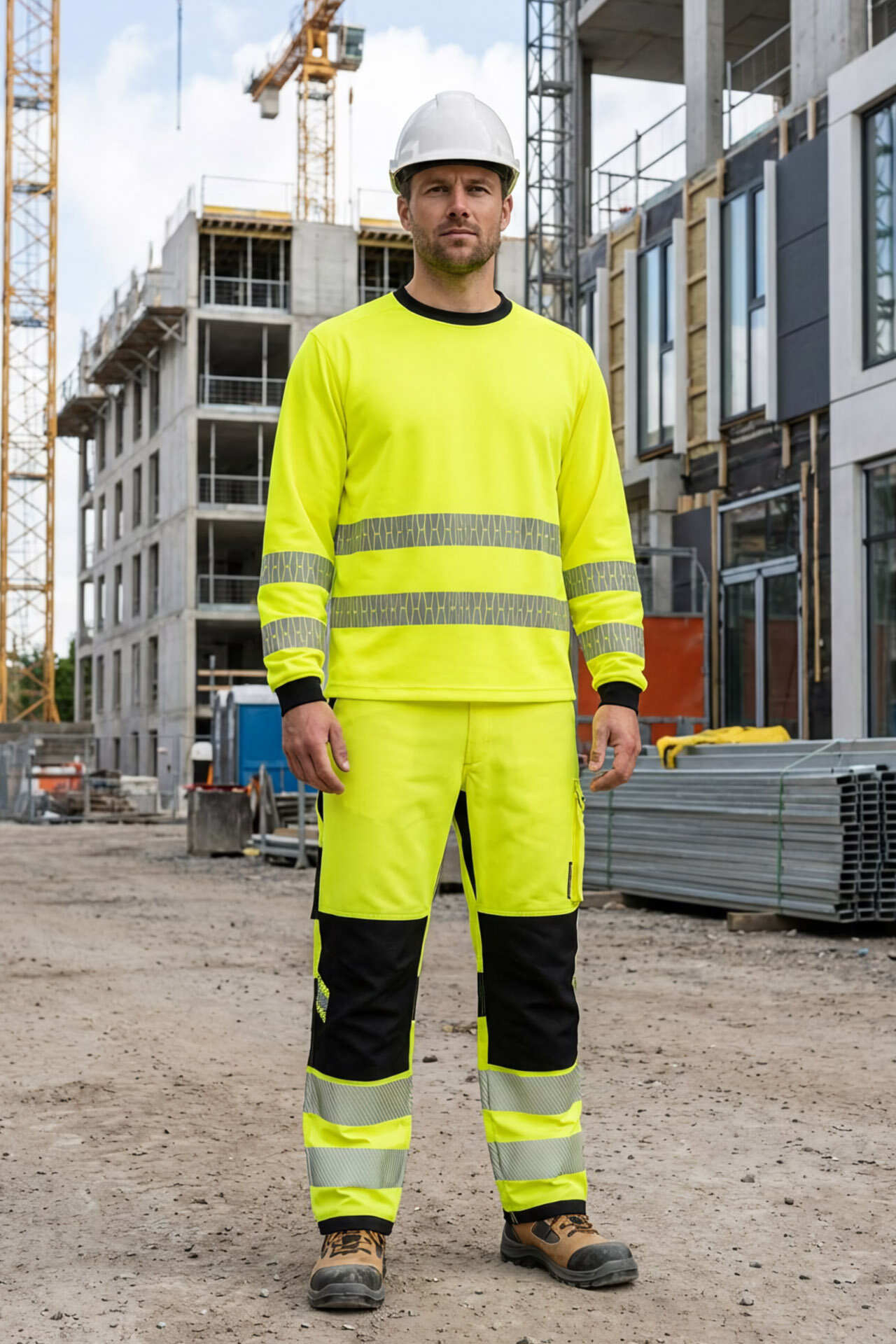 Футболка юнионворквеар Хай-Вис (UNIONWORKWEAR Hi-Vis) длинный рукав рабочая сигнальная спецодежда