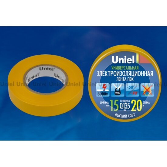 Изоляционная лента Uniel UIT-135P 20/15/01 YEL