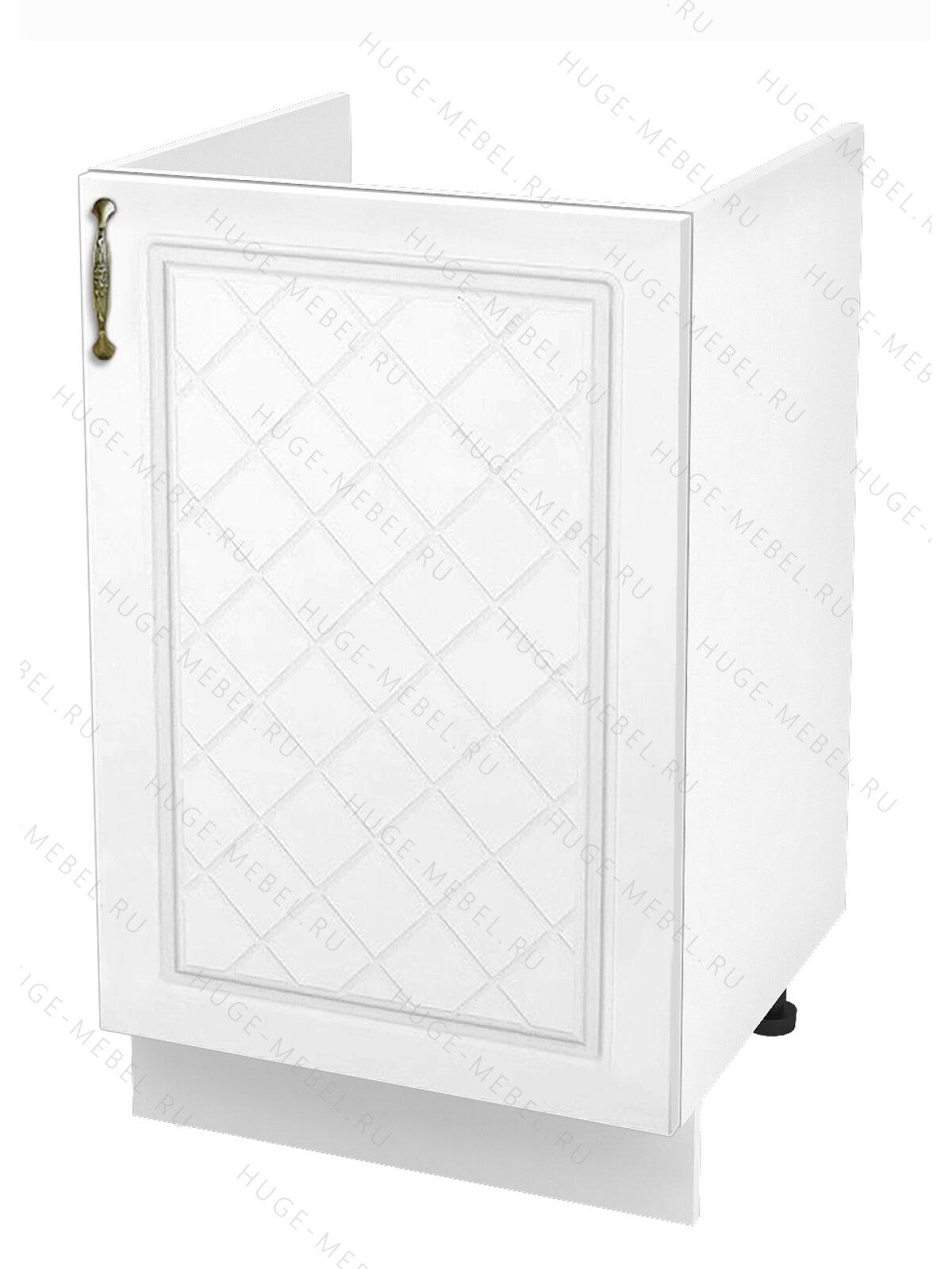 Кухонный шкаф под мойку 500 Модена (дуб белый) Huge Mebel. Ширина 500 Высота 840. Модули кухонные нижние