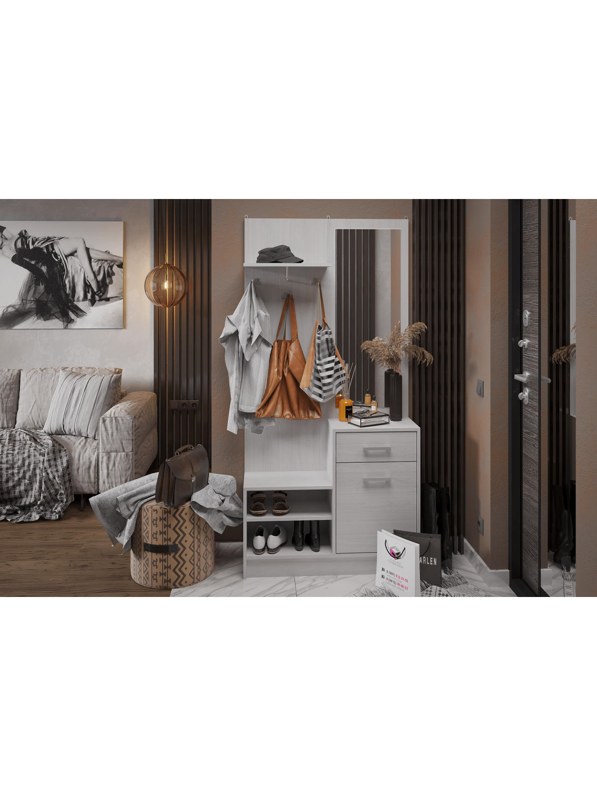 Прихожая "Дебора анкор" Huge Mebel. Ширина 900 Высота 1840. Прихожие