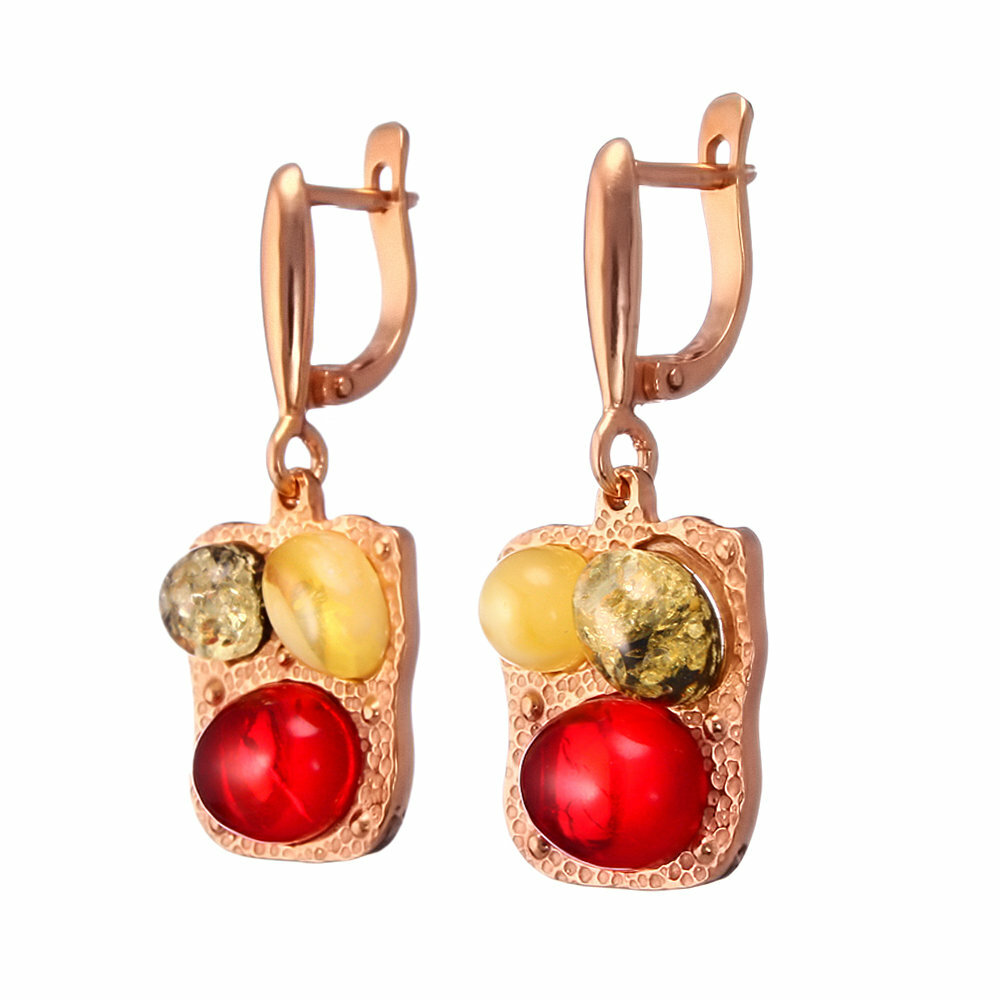 Серьги, серебро, 925 проба, янтарь