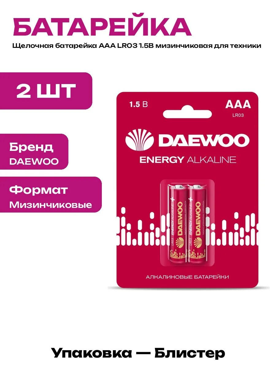 Батарейка щелочная AAA 1.5В LR03 Energy Alkaline в блистере