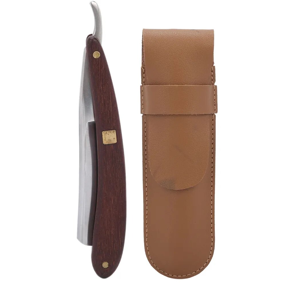 Складная подставка для бритвы с держателем лезвий и кожаным чехлом