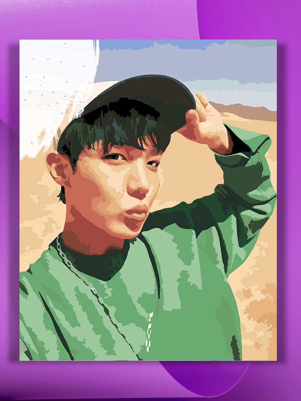 Картина по номерам на холсте BTS Хосок в пустыне, 30 х 40 см