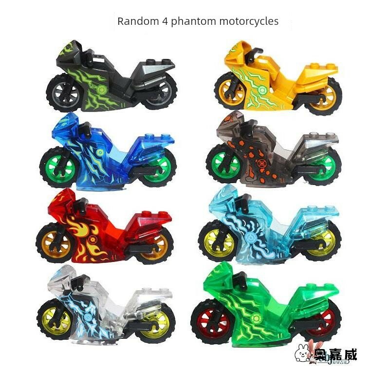 Случайные 4 фигурки мотоциклов для разнообразных игровых сцен