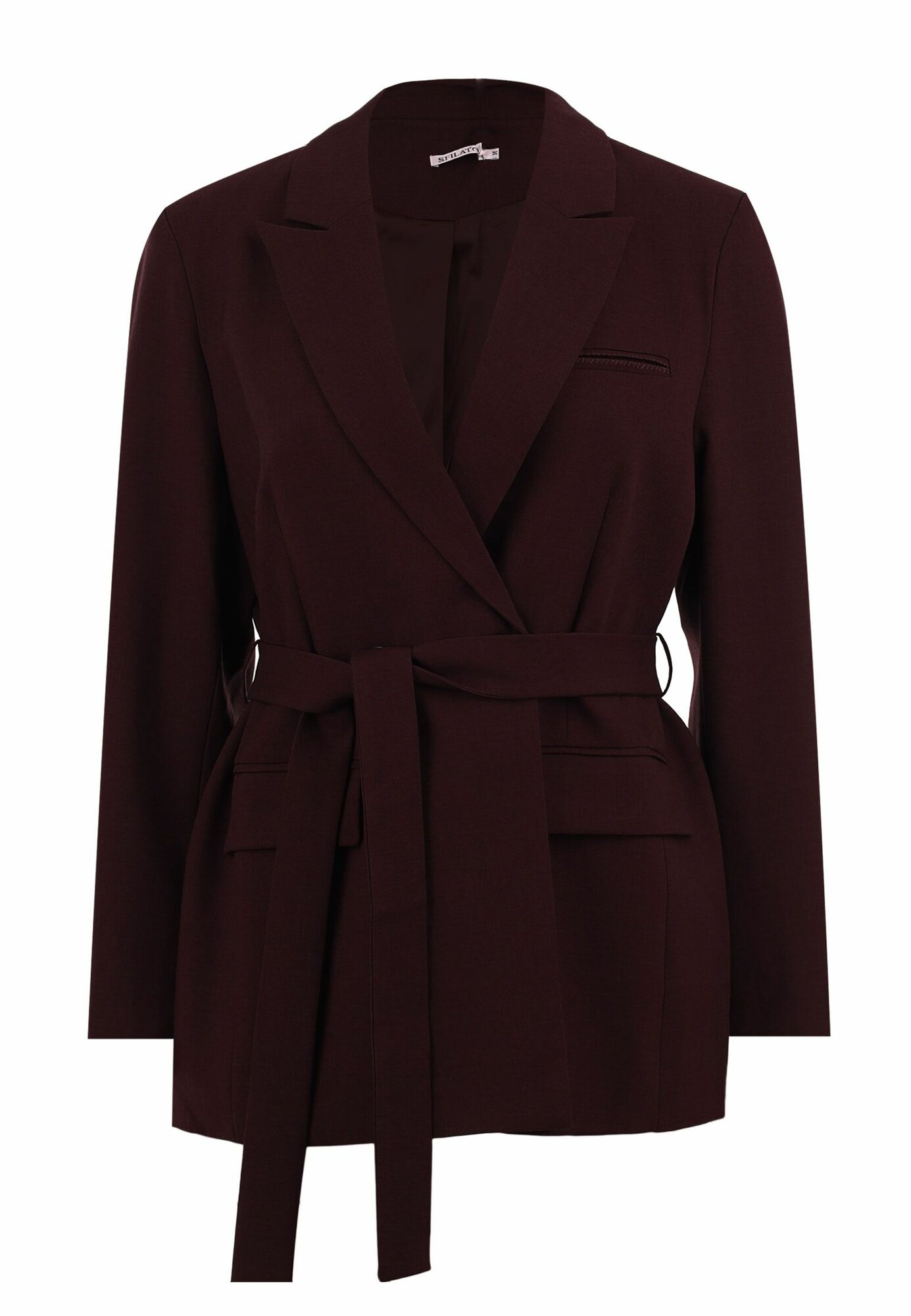 Двубортный пиджак с поясом (бордовый / 44-46)