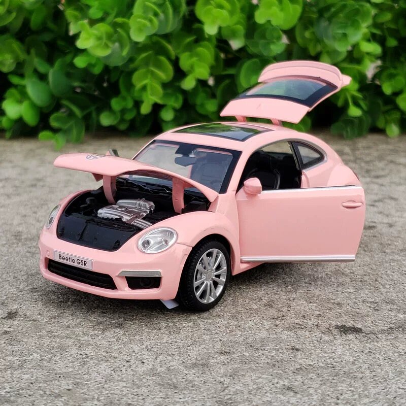Модель автомобиля Volkswagen Beetle 1:32 из сплава, игрушечная, розовая - премиум масштабная модель для детей и