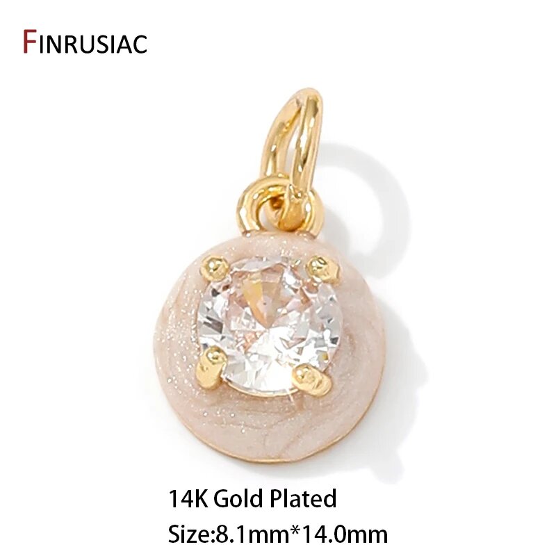 FINRUSIAC Подвеска 14K позолота, циркон, 8.1*14 мм, 6 шт