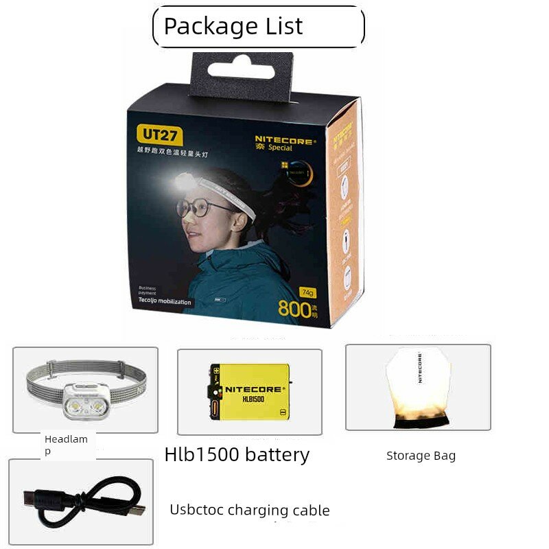 NITECORE UT27 Белая фара для бега ночью с 1 аккумулятором 1500 мАч