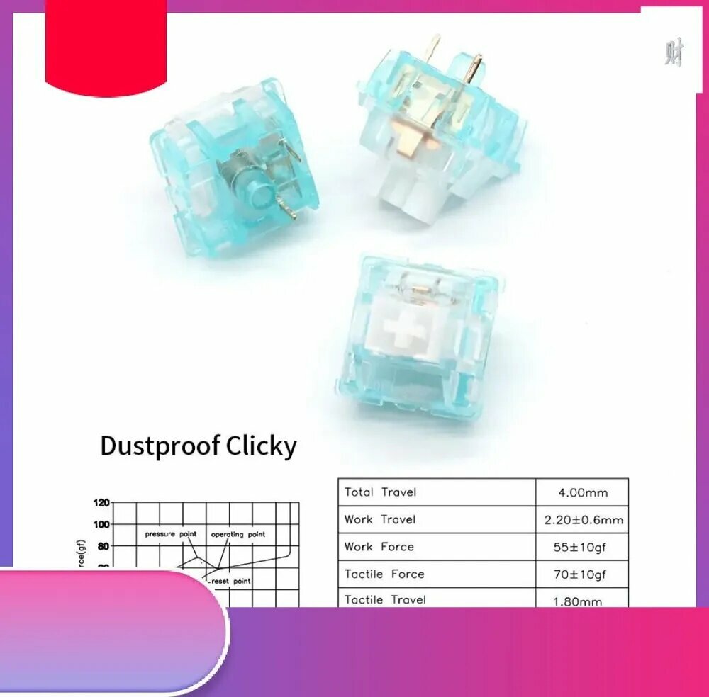 Эксклюзивные кликающие свитчи OUTEMU Ocean Clicky Switch для механической клавиатуры в наборе 110 штук