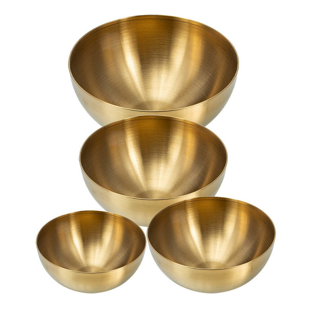 Набор из 4 золотистых салатных мисок из нержавеющей стали для животноводства