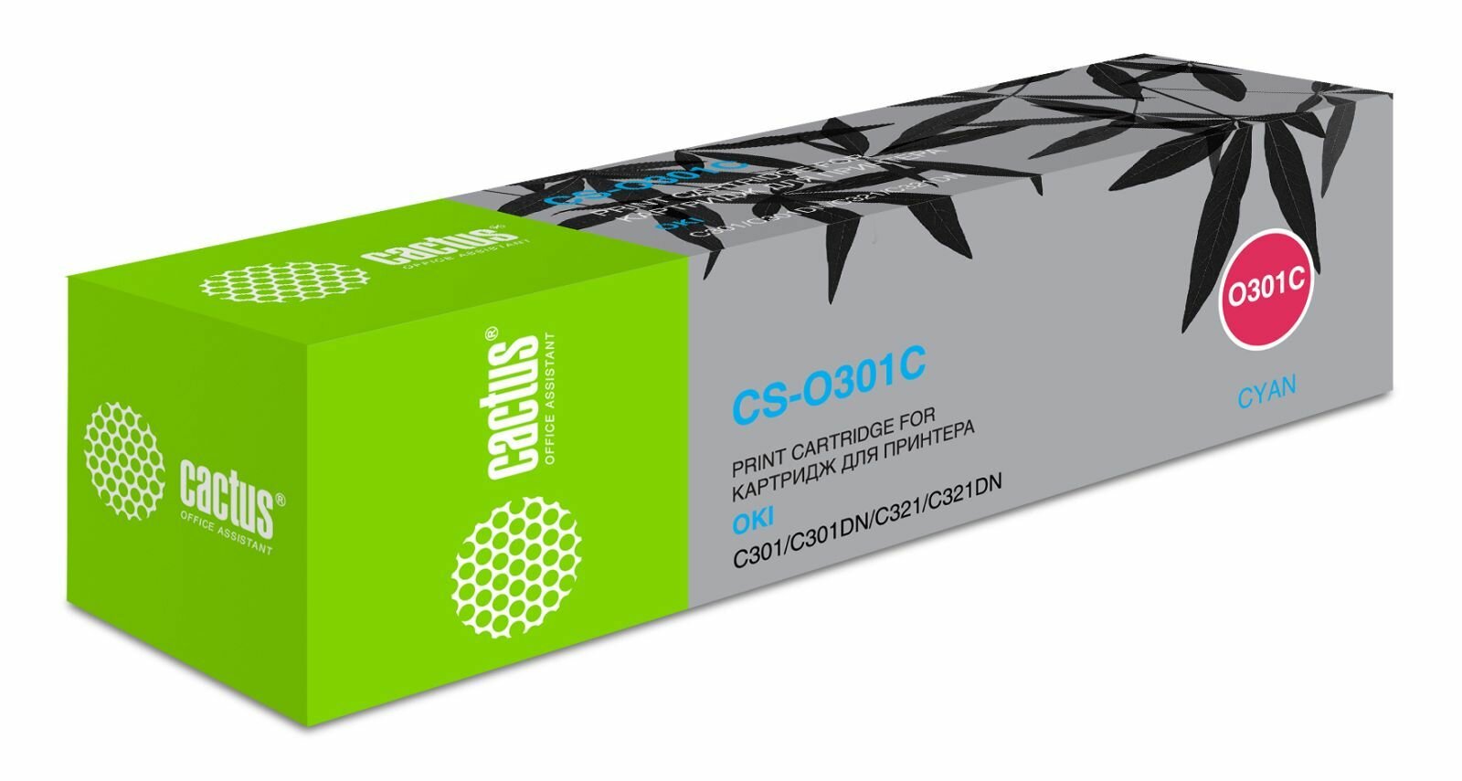 Картридж лазерный CACTUS 44973543 голубой, 1500 страниц, для Oki C301 321 (CS-O301C)