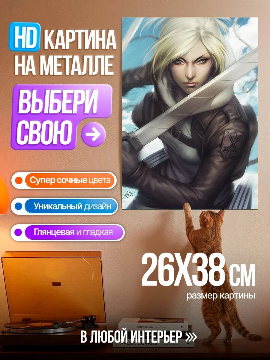 Картина на HD металле Девушка с мечом