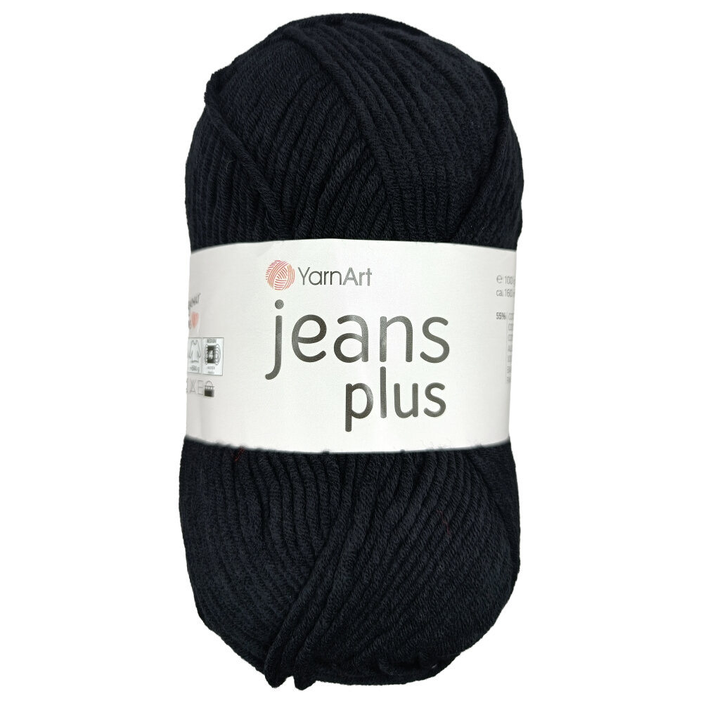 Пряжа для вязания YarnArt Jeans plus 53 черный 100 гр/160 м 55% хлопок, 45% полиакрил