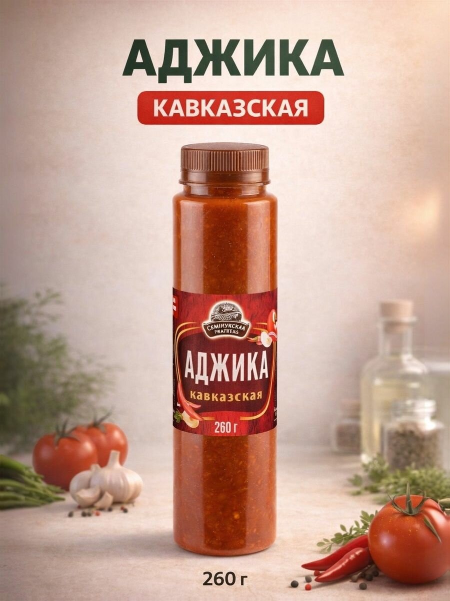 Семилукская трапеза Аджика Кавказская жгучая, 260 грамм