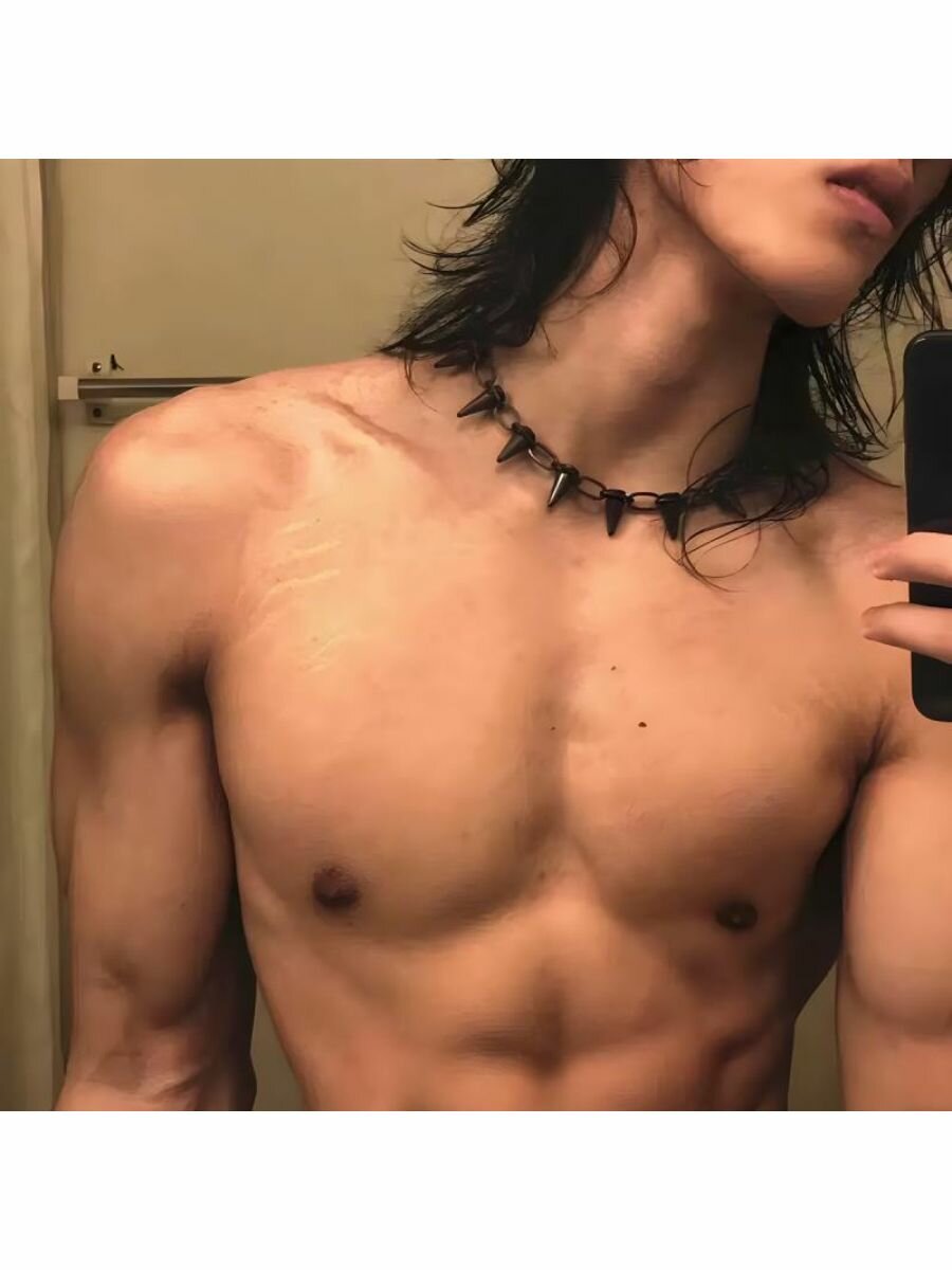 Мужской кожаный ошейник с шипами - брутальный кельтский чокер в стиле панк, винтажный аксессуар с металлическими заклепками, дерзкий кожаный готический кулон=v=