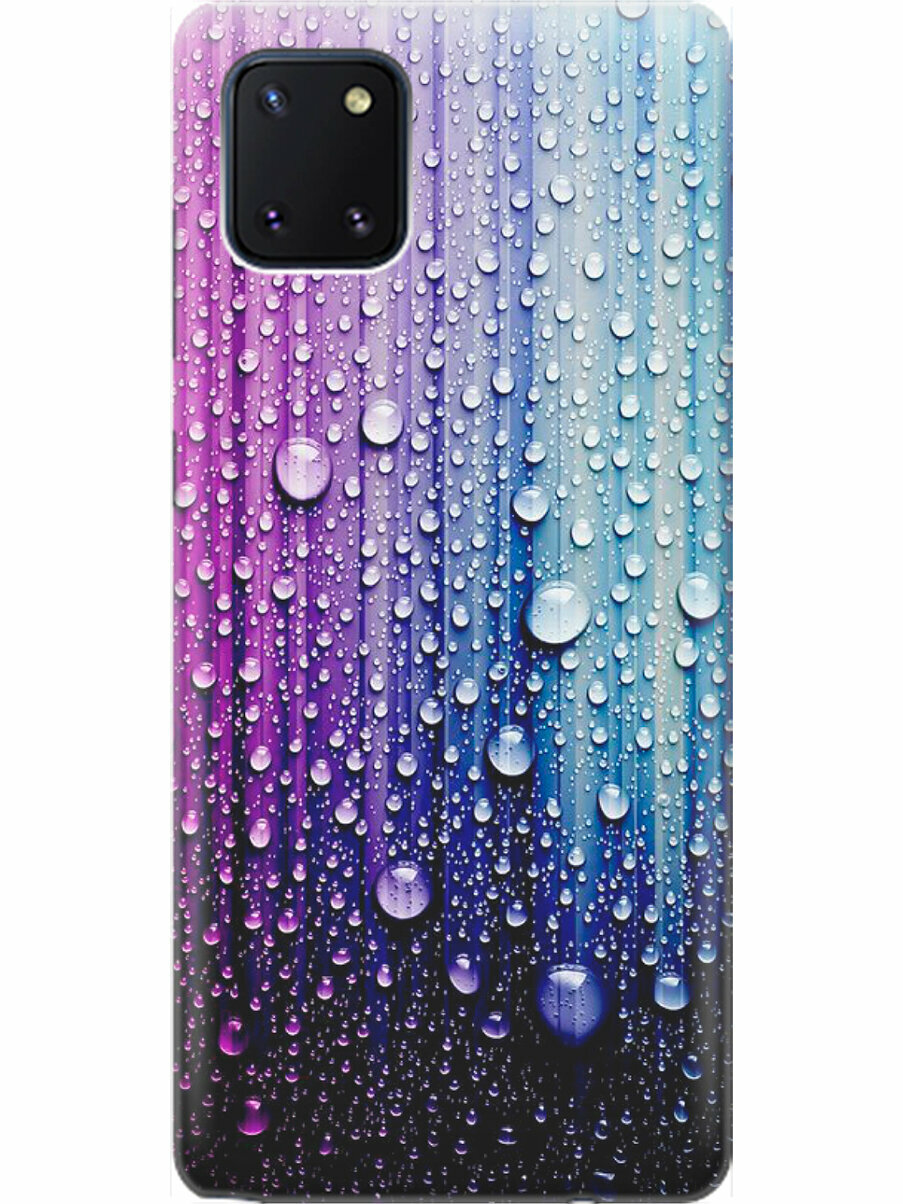 Ультратонкий силиконовый чехол-накладка для Samsung Galaxy Note 10 Lite с принтом "Капли на голубом"