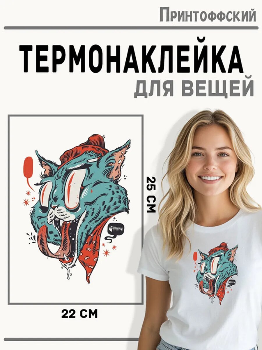 Термонаклейка для одежды и аксессуаров DTF-печать Монстр Кот — фото 1