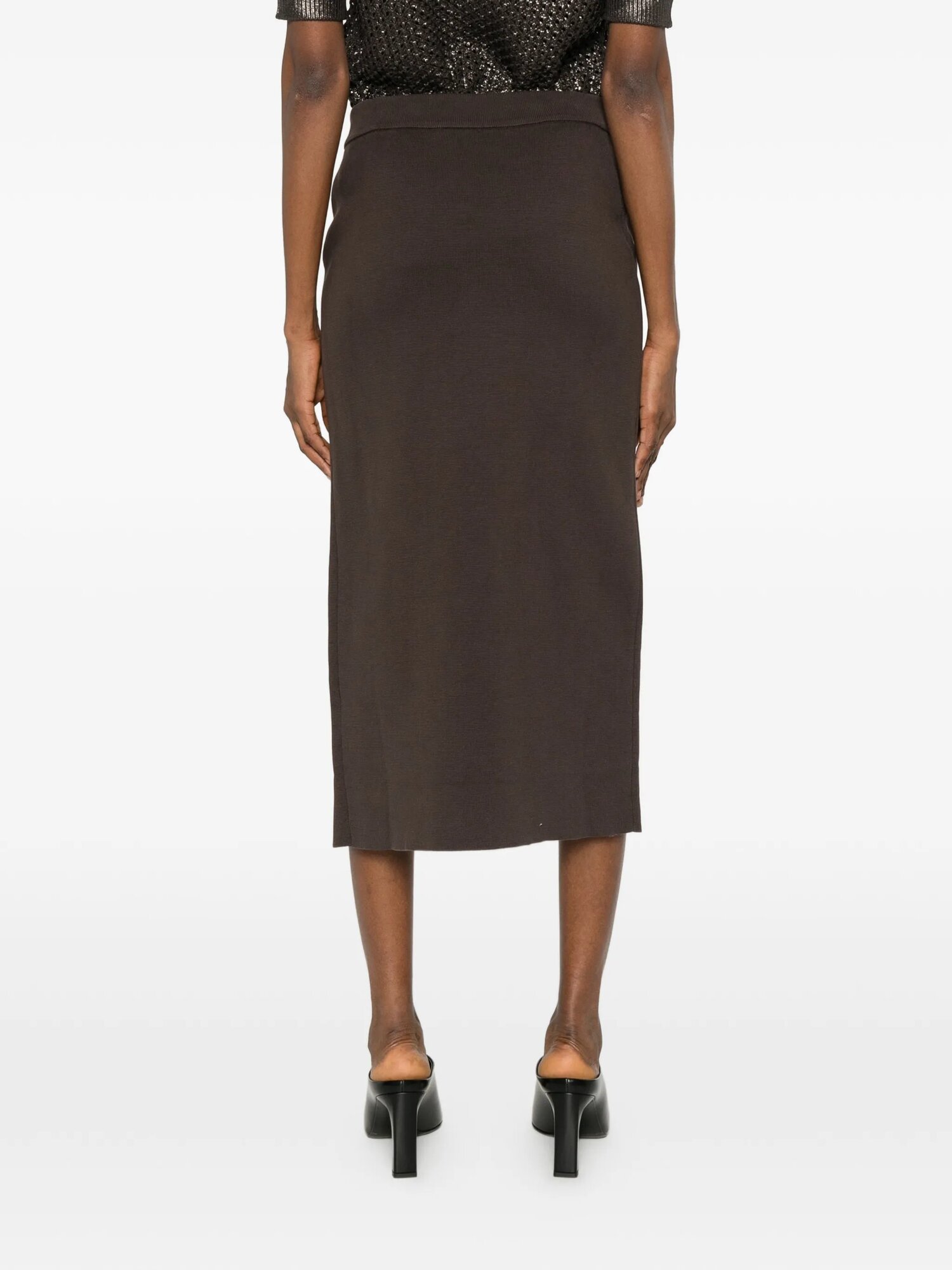 Юбка Arovescio Slit-front midi skirt, размер 40, brown — фото 1