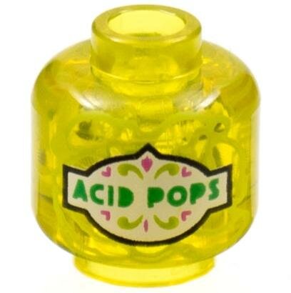 Деталь Lego 3626pb3350 Minifigure, Head without Face with Green 'ACID POPS' on White Label Pattern