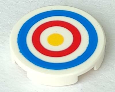 Деталь Lego 14769pb086 Tile, Round 2 x 2 with Bottom Stud Holder with Blue and Red Circles and Yellow Dot Archery Target Pattern