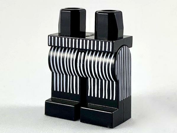 Деталь Lego 970c00pb0966 Hips and Legs with 18 Narrow White Vertical Stripes on Front and 9 on Each Side Pattern