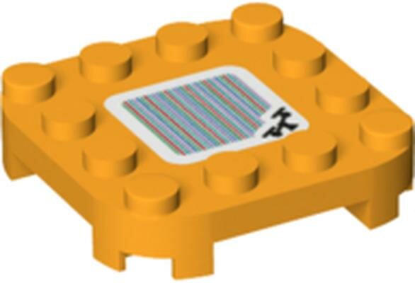 Деталь Lego 66792pb006 Plate, Modified 4 x 4 with Rounded Corners and 4 Feet with Super Mario Scanner Code Seesaw Pattern (Sticker) - Set 71387