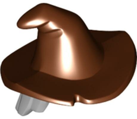 Деталь Lego 20606pb04 Minifigure, Hair Combo, Hair with Hat, Mid-Length Scraggly with Molded Reddish Brown Floppy Witch Hat Pattern